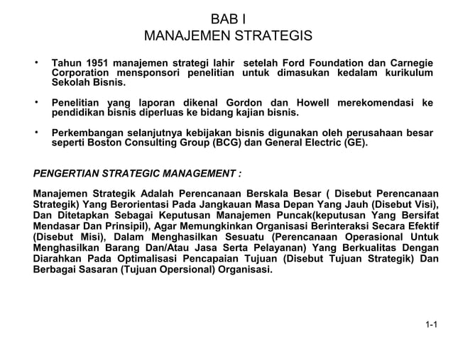 Bab i manajemen strategis | PPT
