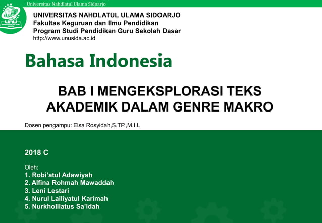 Bab 1 mengeksplorasi_teks_akademik_dalam_genre_makro[1] | PPT