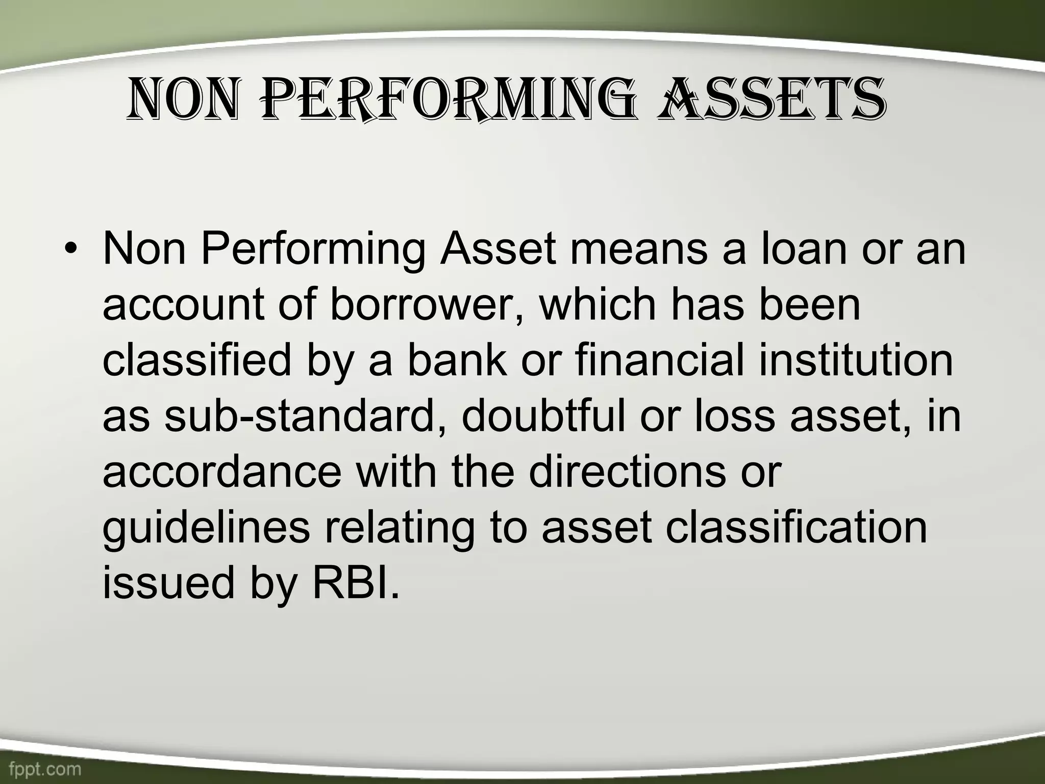 Non Performing Assets (NPA) | PPT