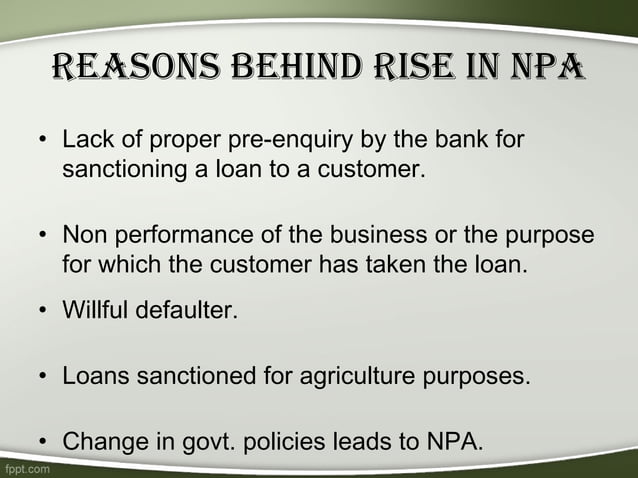 Non Performing Assets (NPA) | PPT | Business Accounting & Finance ...