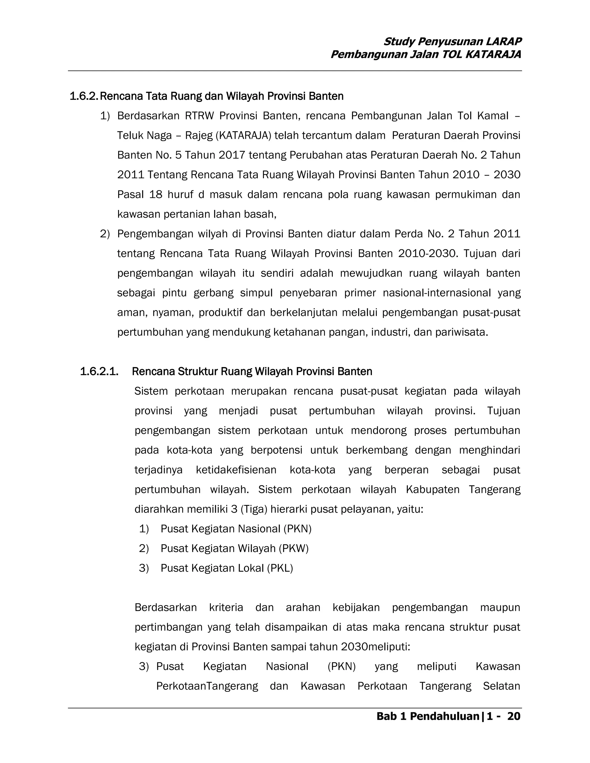 Study LARAP Tol KATARAJA - KAMAL MUARA-RAJEG | PDF