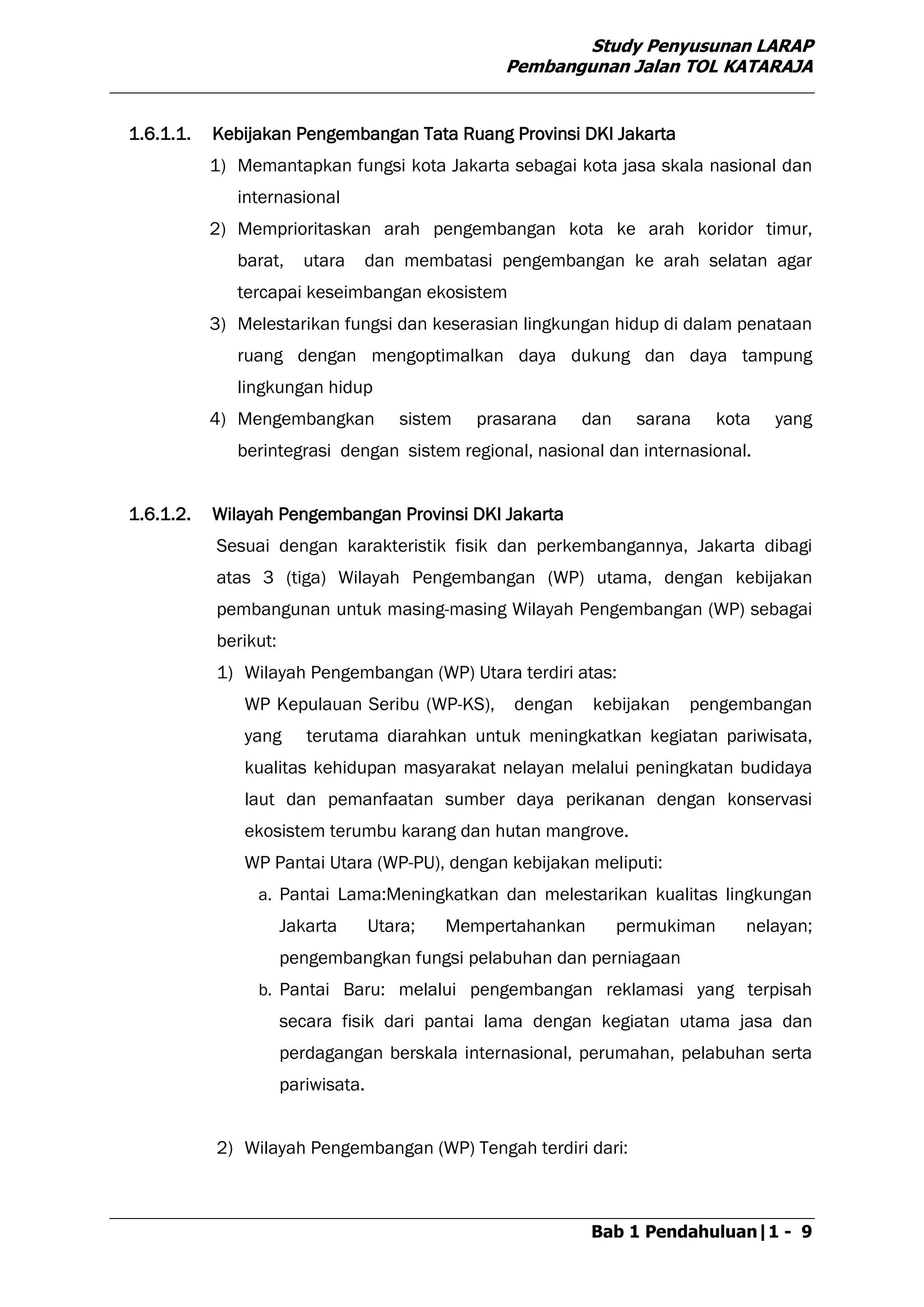 Study LARAP Tol KATARAJA - KAMAL MUARA-RAJEG | PDF