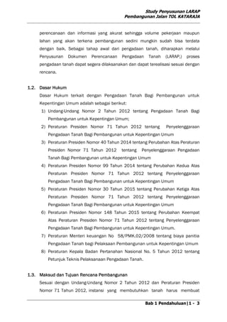 Study LARAP Tol KATARAJA - KAMAL MUARA-RAJEG | PDF
