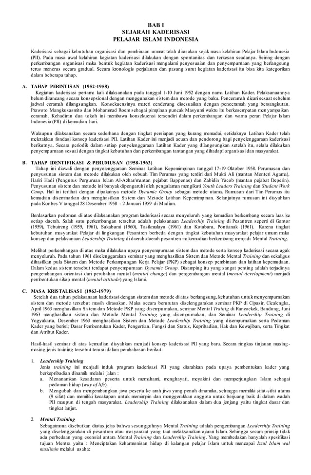 Sejarah kaderisasi pii | DOC