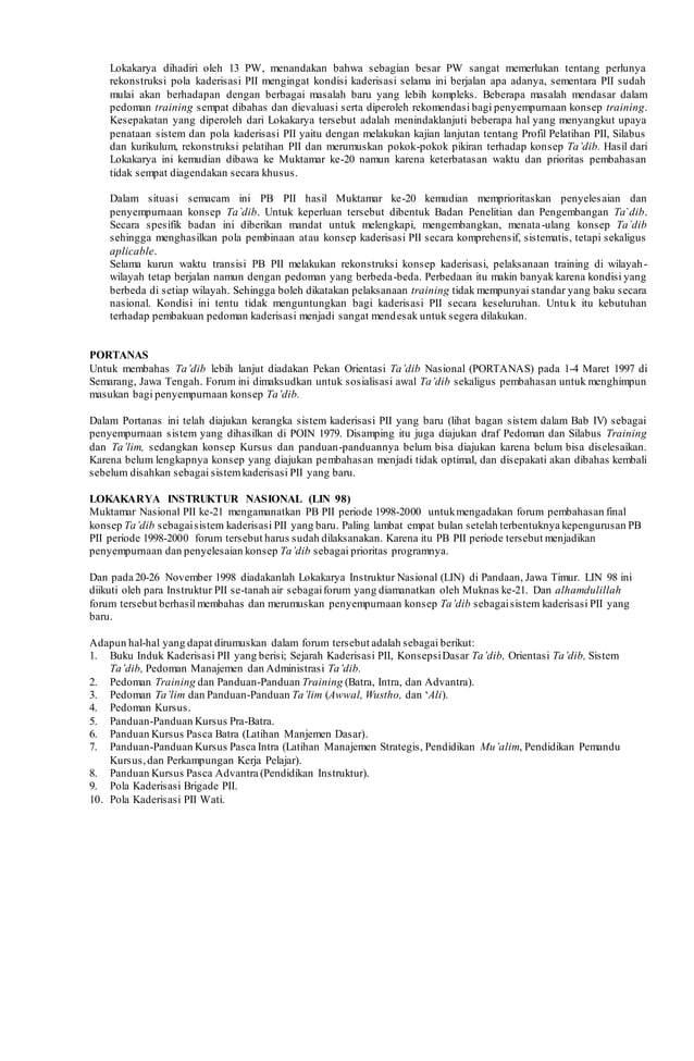 Sejarah kaderisasi pii | DOC