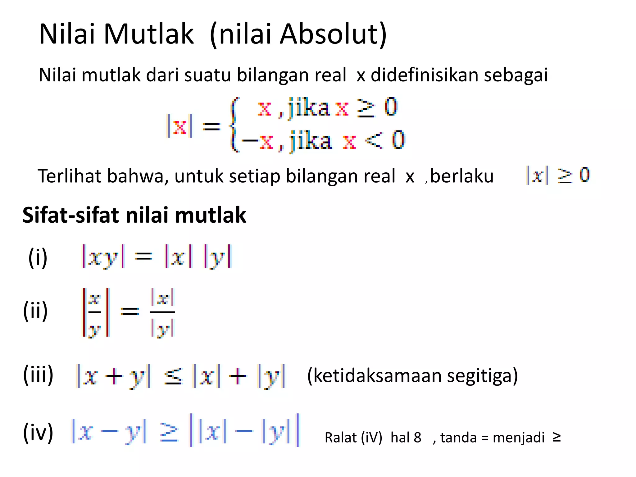 Matematika Dasar Bab I Sistem Bilangan Riil | PPSX