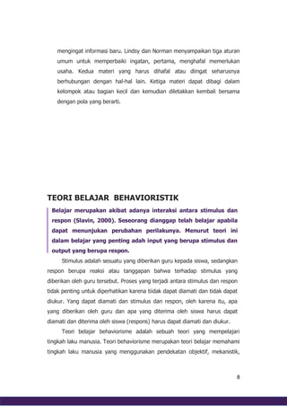 Teori belajar Kognitivisme, Behaviorisme, Humanisme, Dan ...