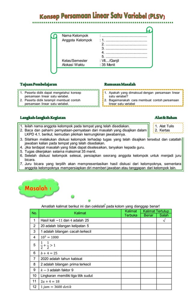 Bab iv 1. konsep plsv | PDF