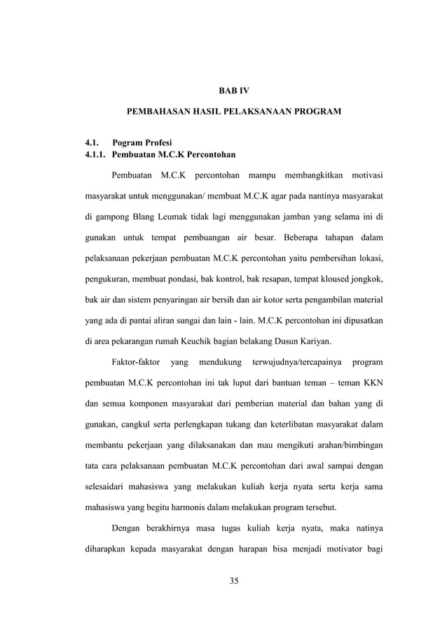 Bab iv pembahasan hasil pelaksanaan program | PDF