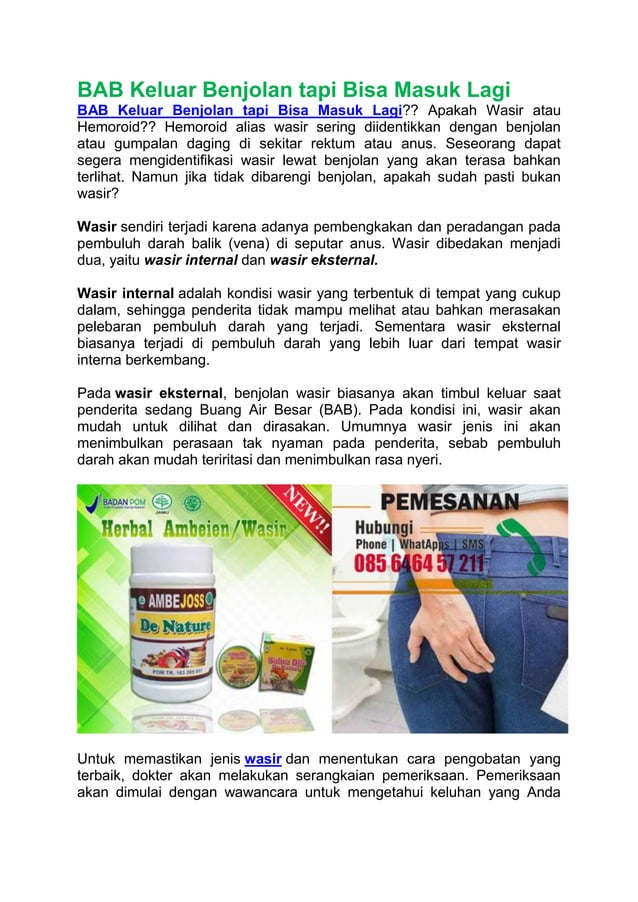 Bab keluar benjolan tapi bisa masuk lagi | PDF