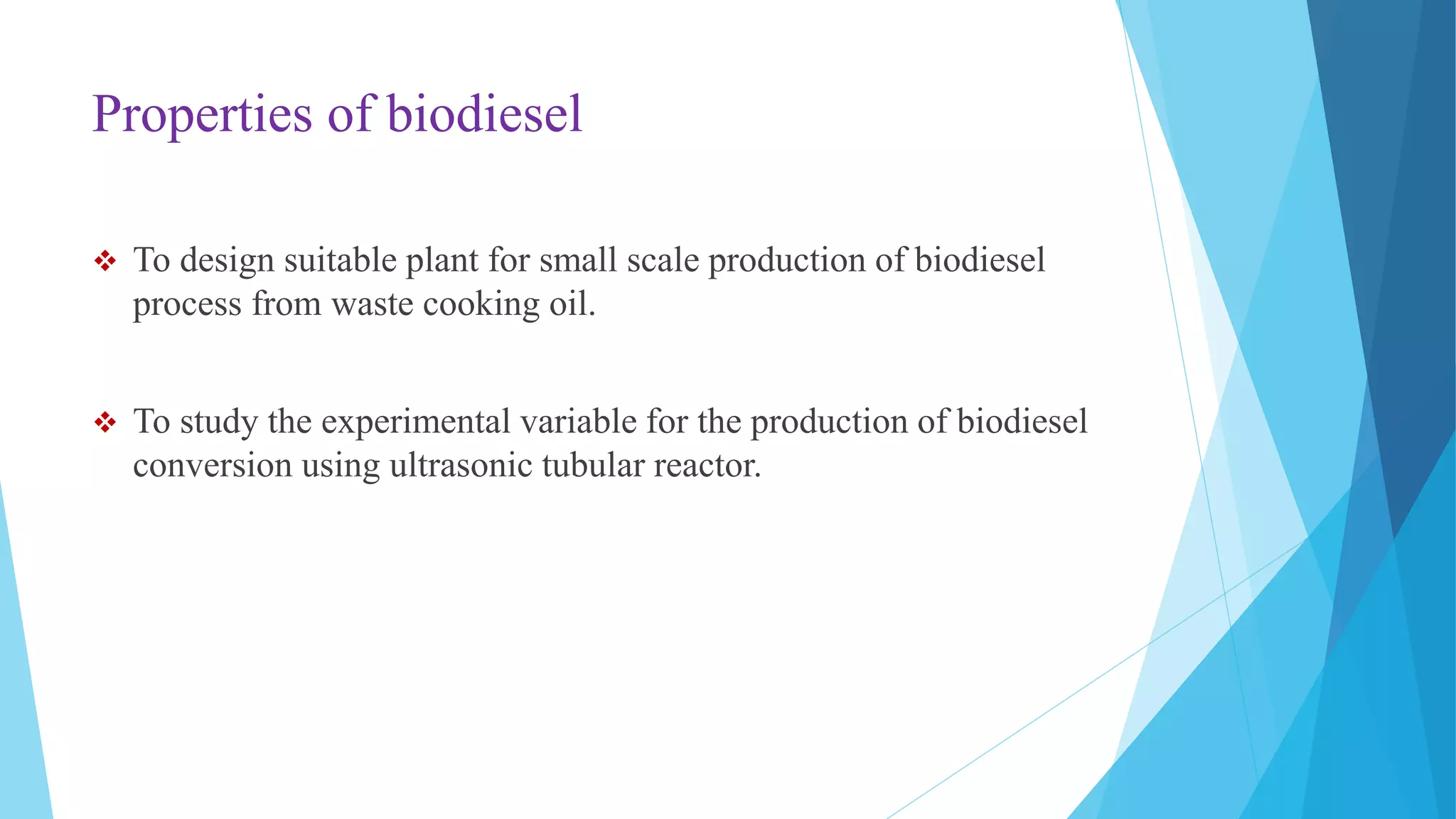 Biodiesel production from waste cooking oil by using an ultrasonic ...