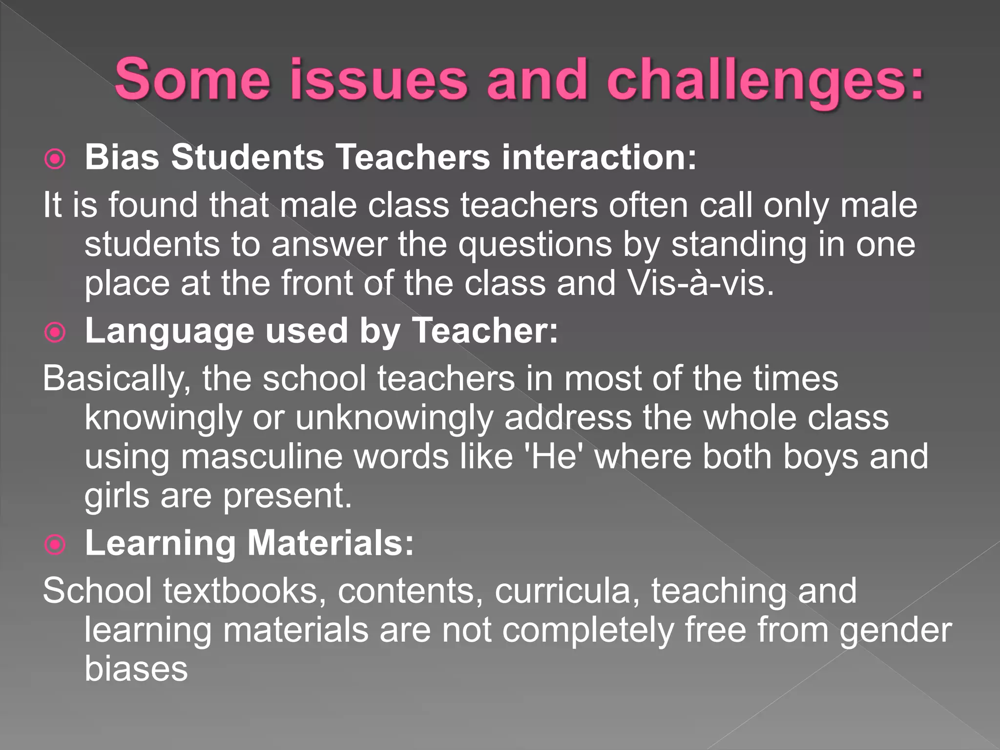 Promoting Gender Equality in our school context: issues and challenges ...