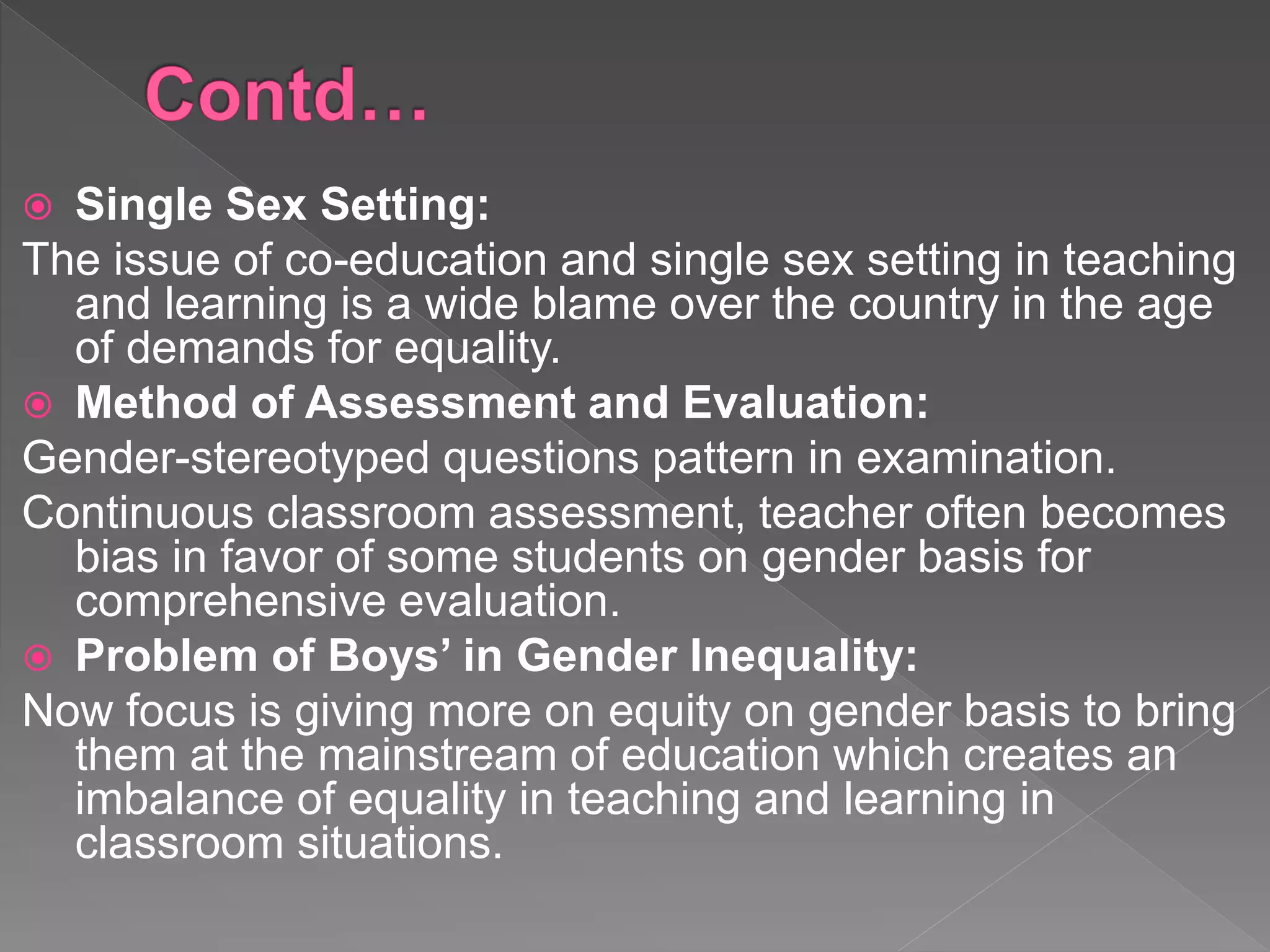 Promoting Gender Equality in our school context: issues and challenges ...