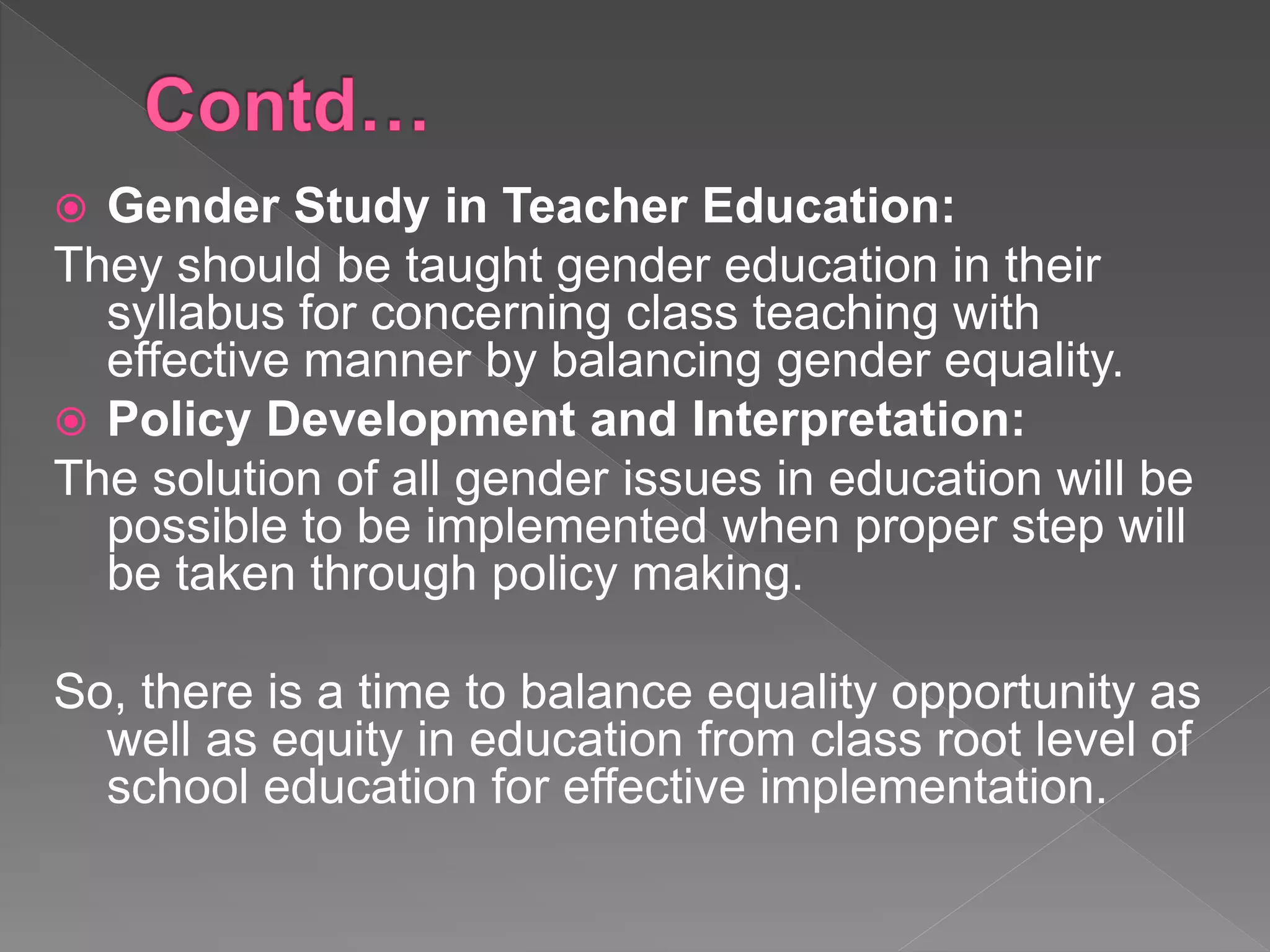 Promoting Gender Equality in our school context: issues and challenges ...