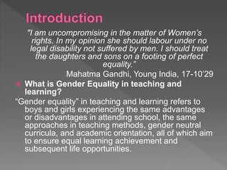 Promoting Gender Equality in our school context: issues and challenges ...