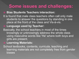 Promoting Gender Equality in our school context: issues and challenges ...