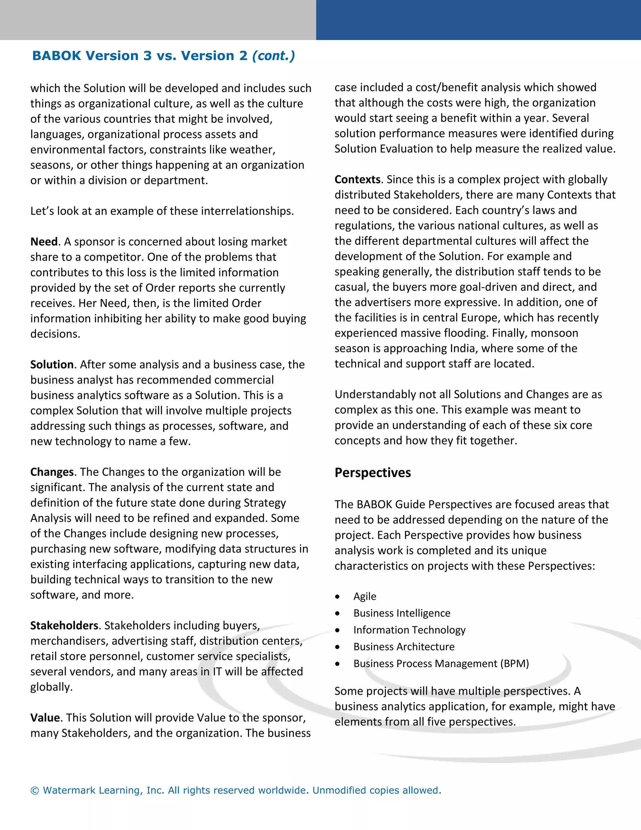 Babok version 3 vs version 2 | PDF