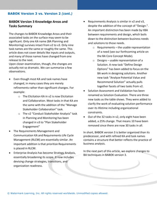 Babok version 3 vs version 2 | PDF