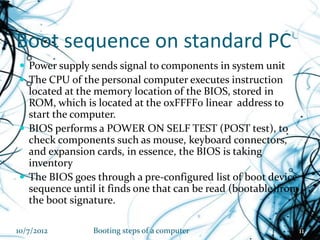 booting steps of a computer | PPTX