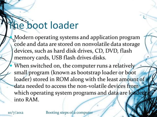 booting steps of a computer | PPTX