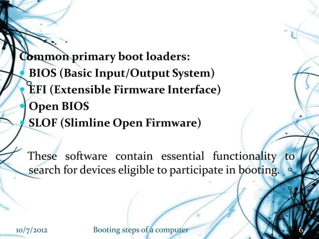 booting steps of a computer | PPTX