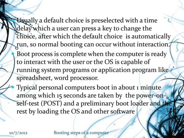 booting steps of a computer | PPTX