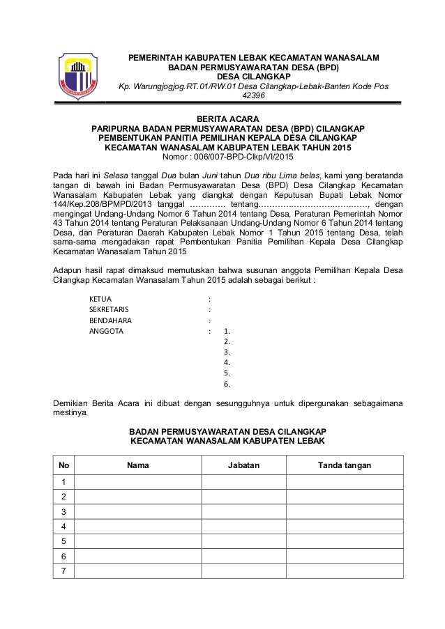 Contoh Sk Panitia Pemilihan Bpd – Beinyu.com Contoh Sk Panitia Pemilihan Bpd – Beinyu.com