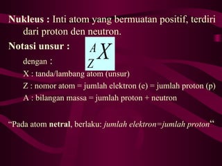 Bab TEORI ATOM Kelas 10 SMA PELAJARAN KIMIA .ppt