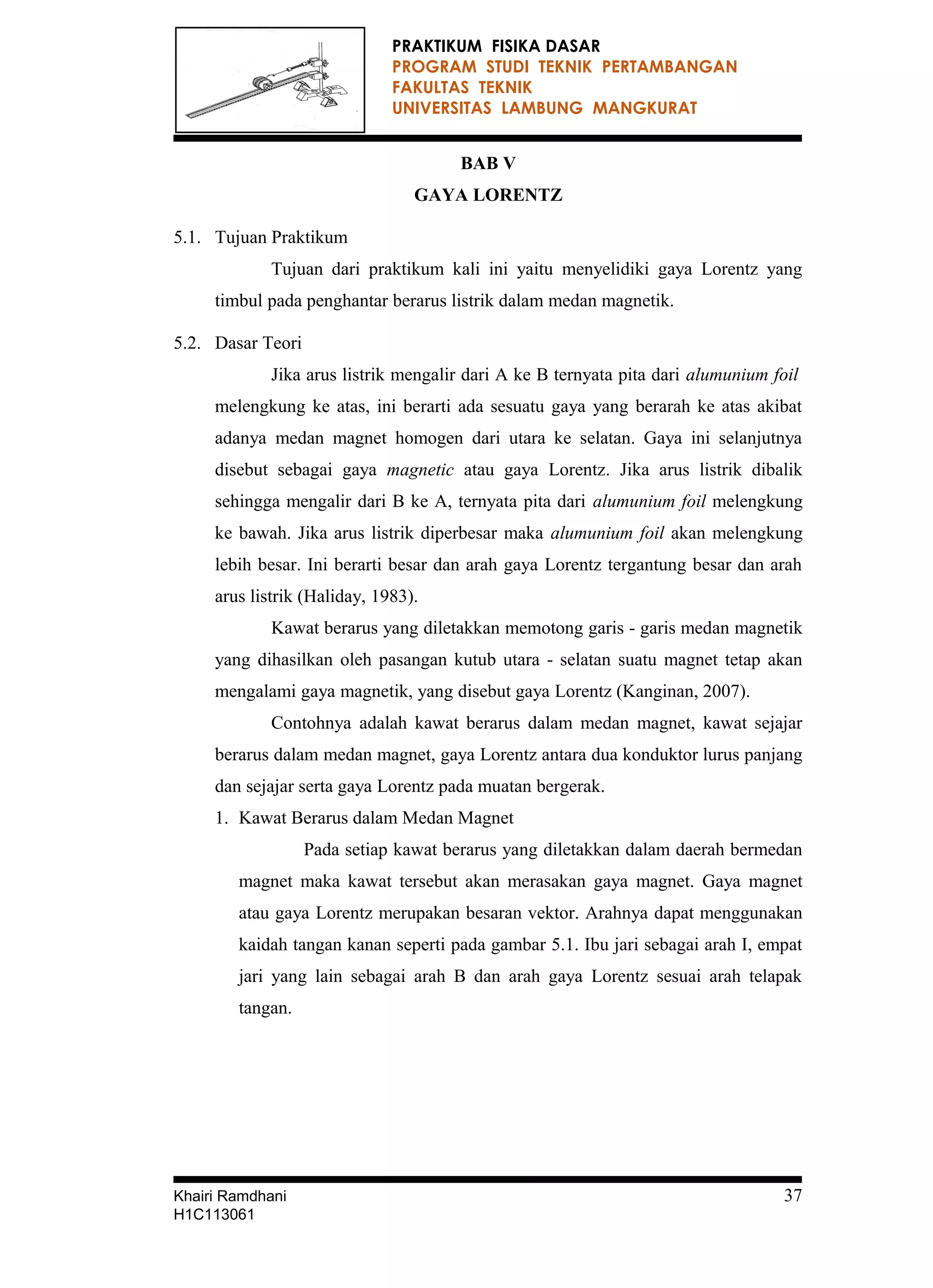 BAB V GAYA LORENTZ | DOC