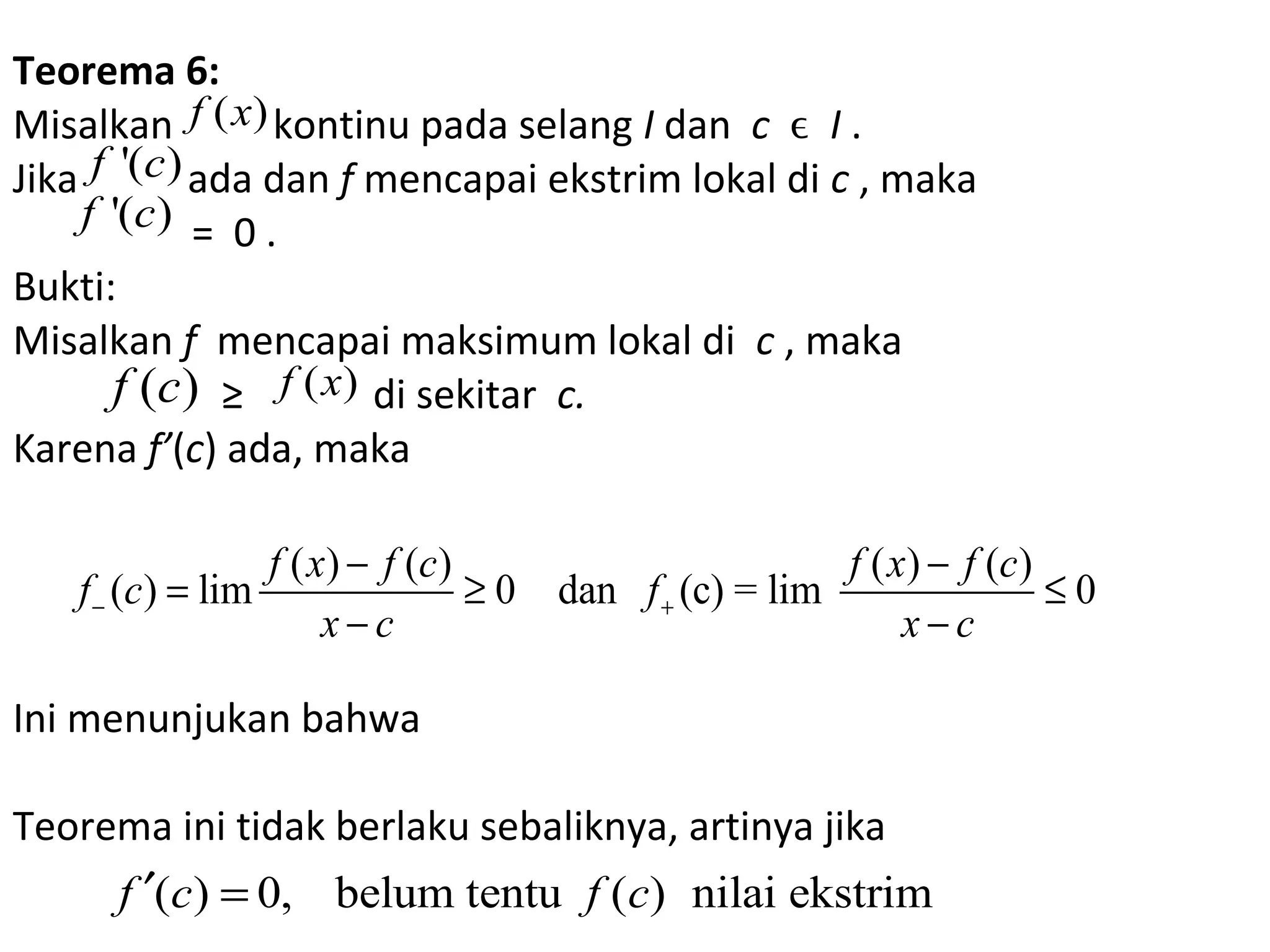 Bab 5. Aplikasi Turunan ( Kalkulus 1 ) | PPS