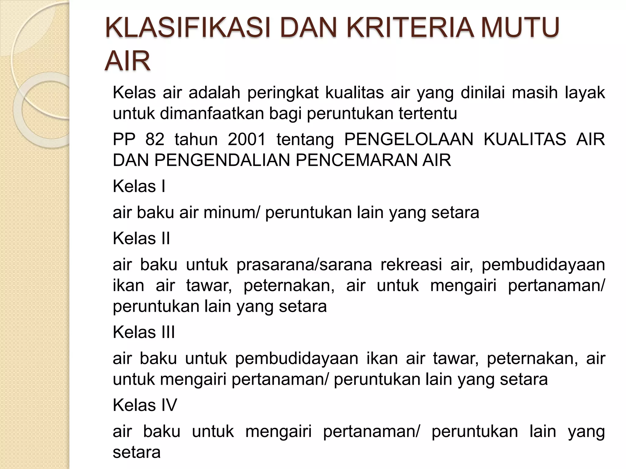 baku mutu air dan parameter kualitas air | PPTX