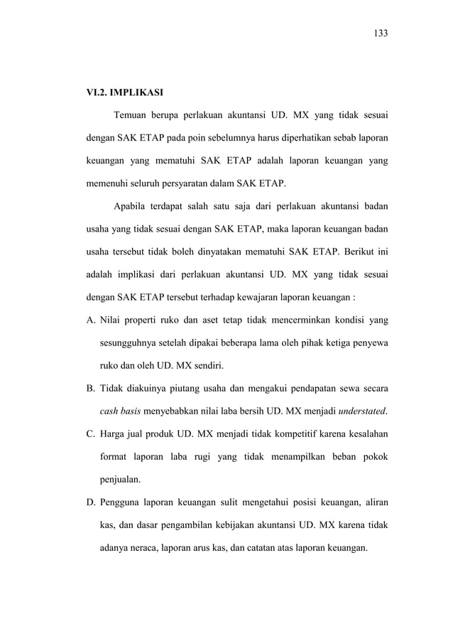 Bab VI - Kesimpulan SAK ETAP | DOCX