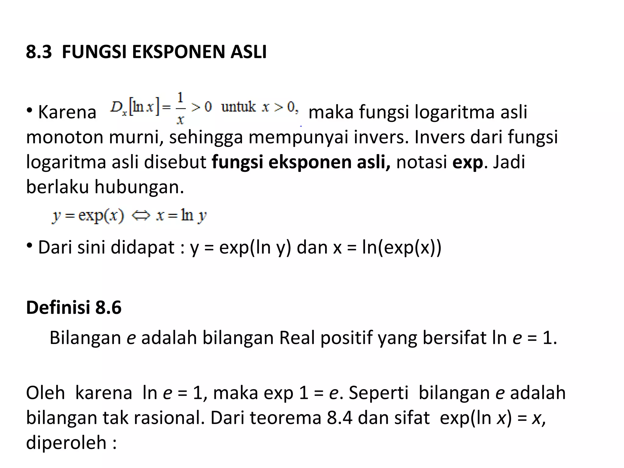 Bab 8. Fungsi Transenden ( Kalkulus 1 ) | PPS