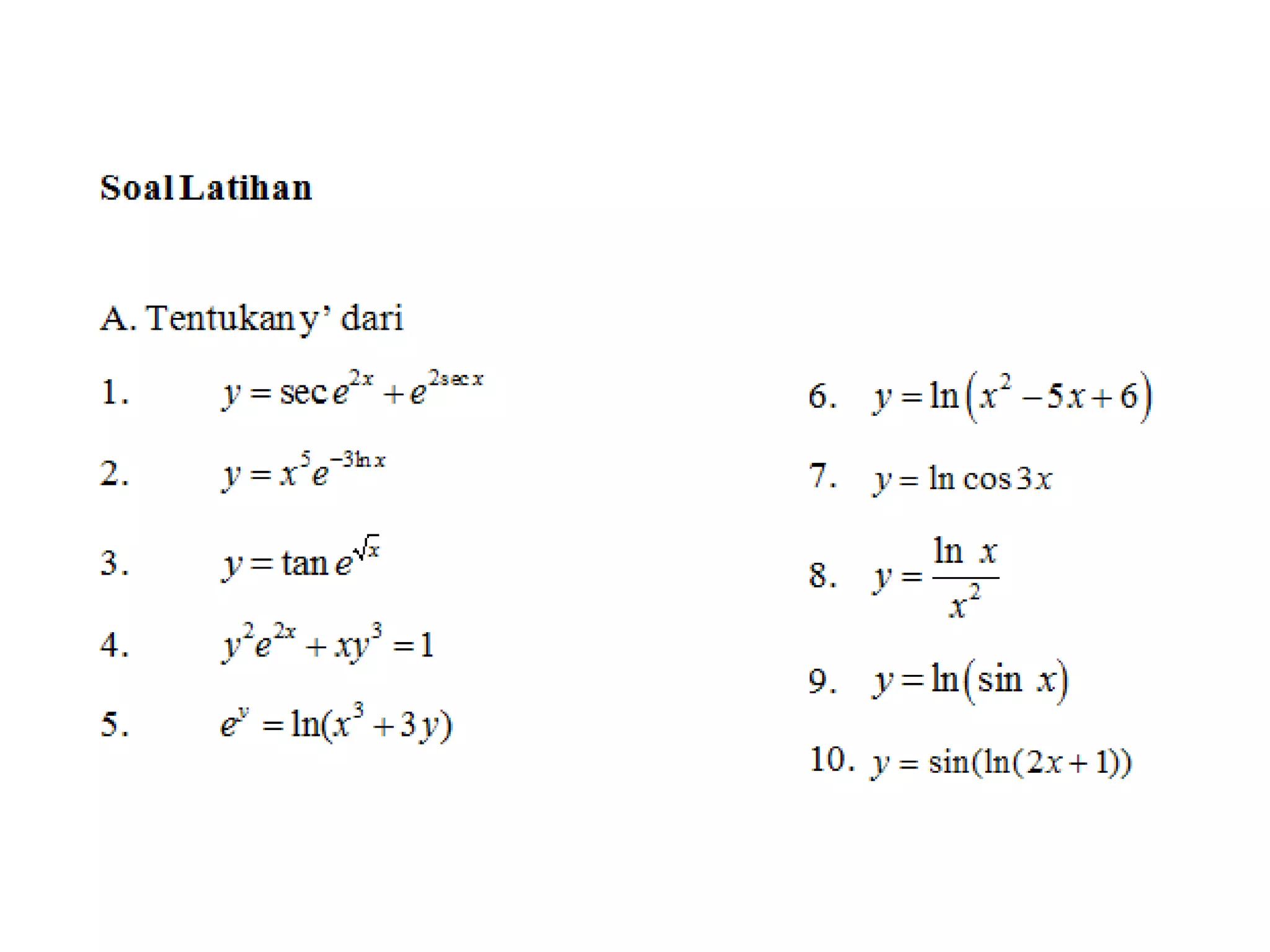 Bab 8. Fungsi Transenden ( Kalkulus 1 ) | PPS