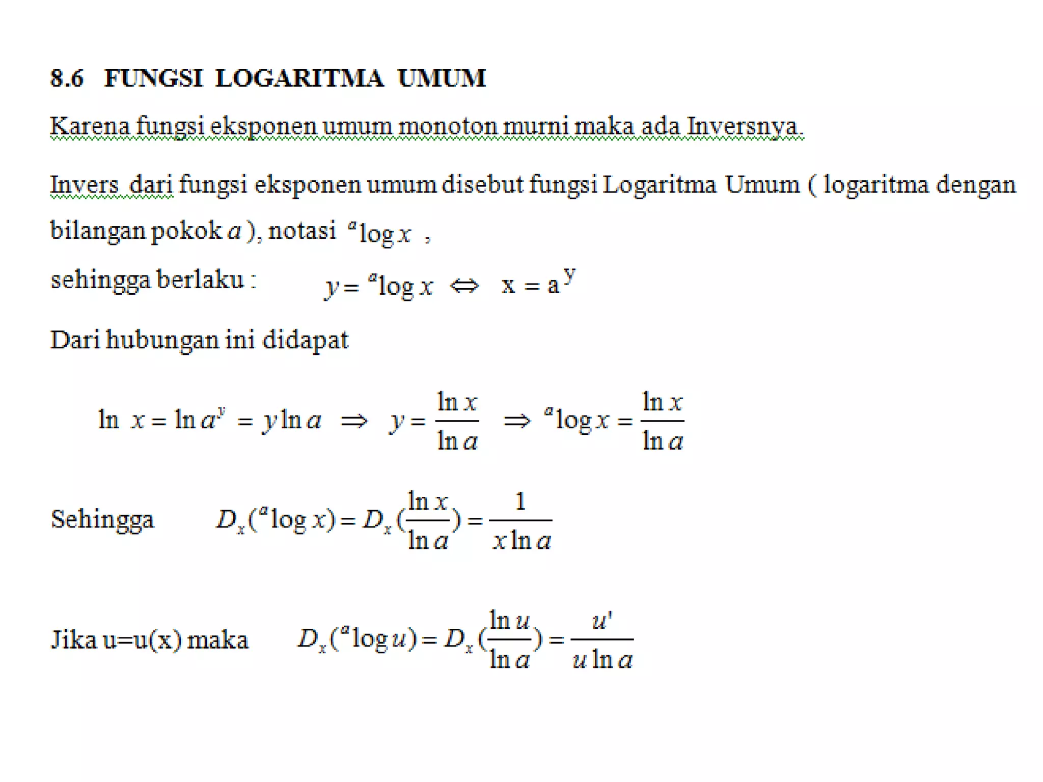 Bab 8. Fungsi Transenden ( Kalkulus 1 ) | PPS
