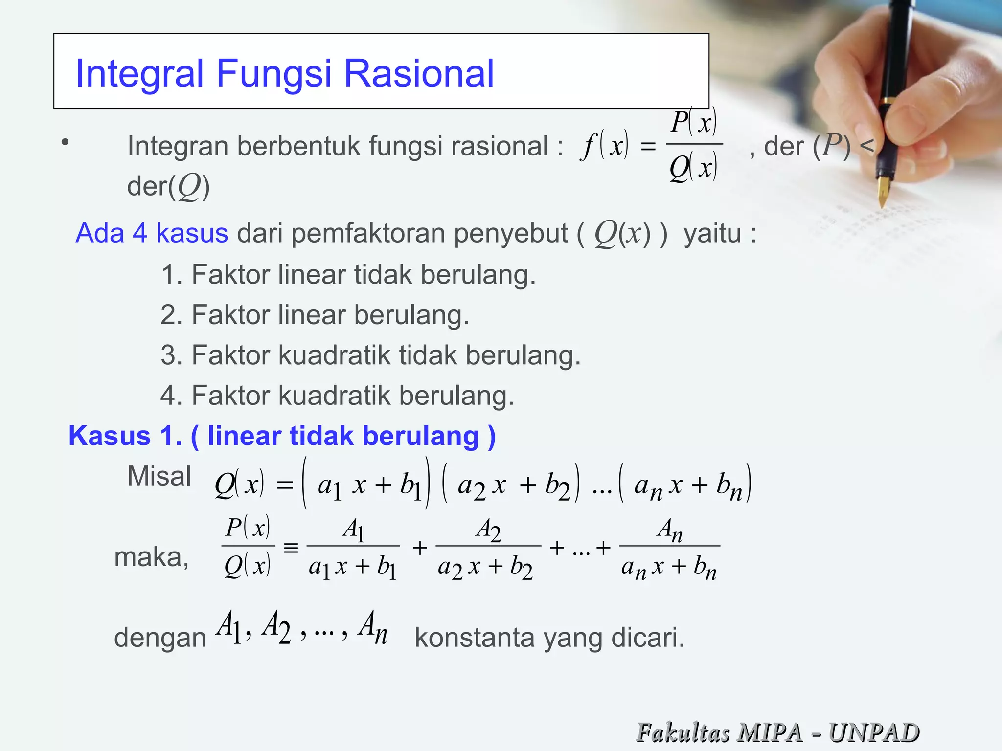 Bab 9. Teknik Pengintegralan ( Kalkulus 1 ) | PPS