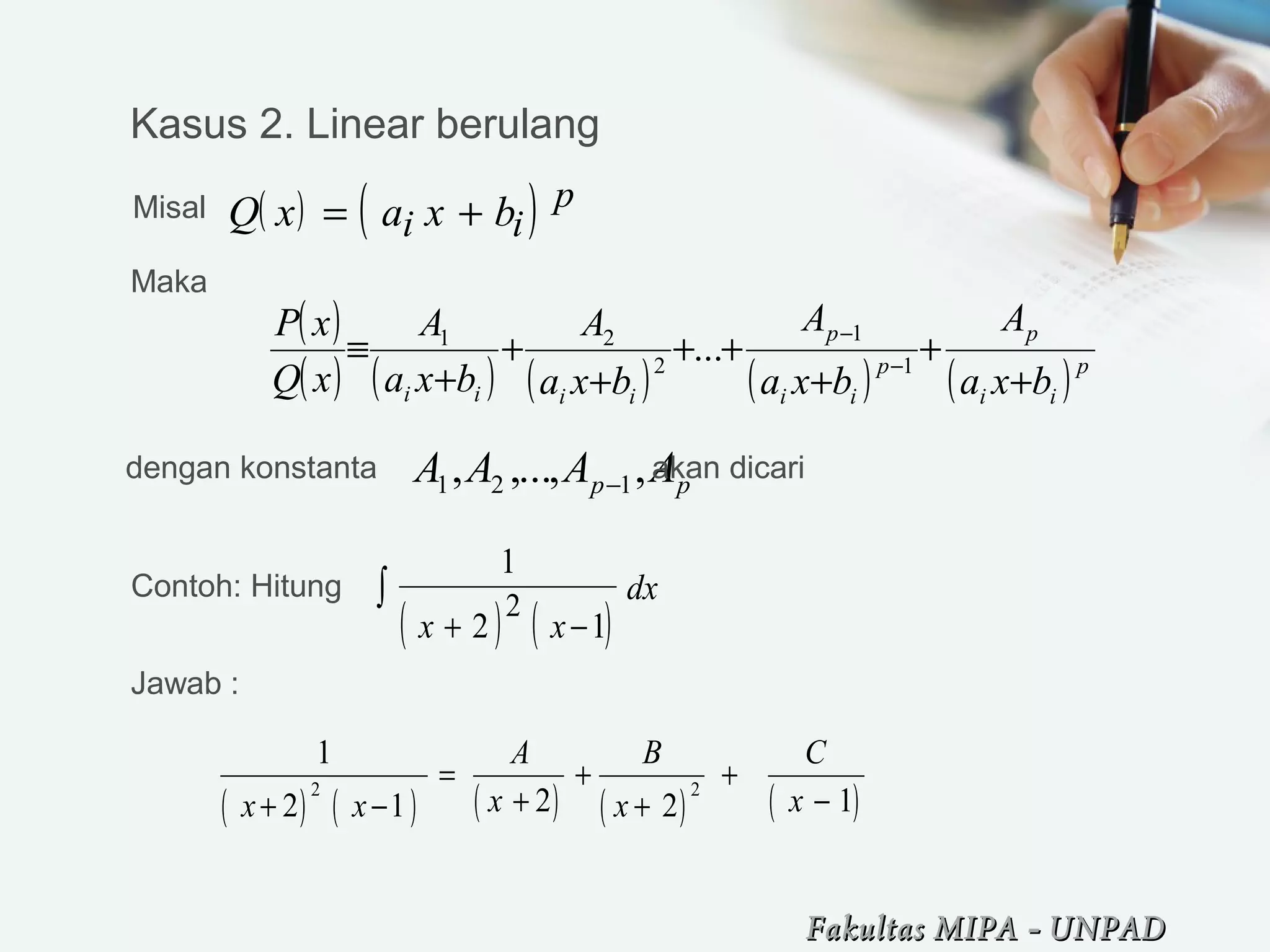 Bab 9. Teknik Pengintegralan ( Kalkulus 1 ) | PPS