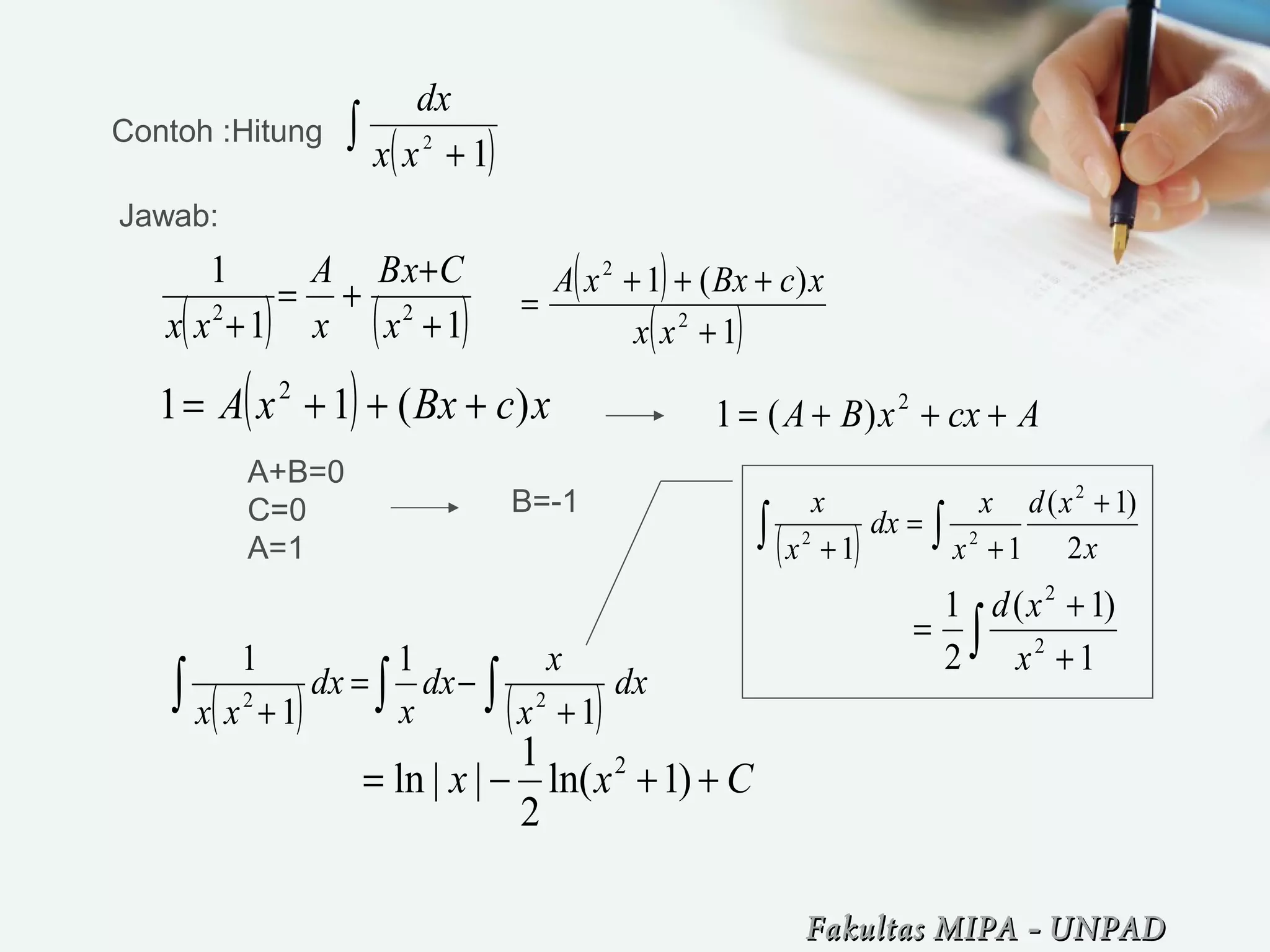 Bab 9. Teknik Pengintegralan ( Kalkulus 1 ) | PPS