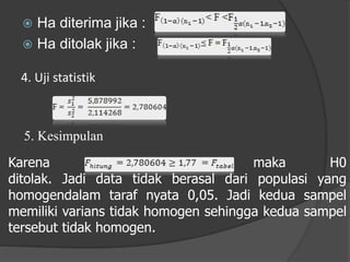 Uji Normalitas dan Homogenitas | PPTX