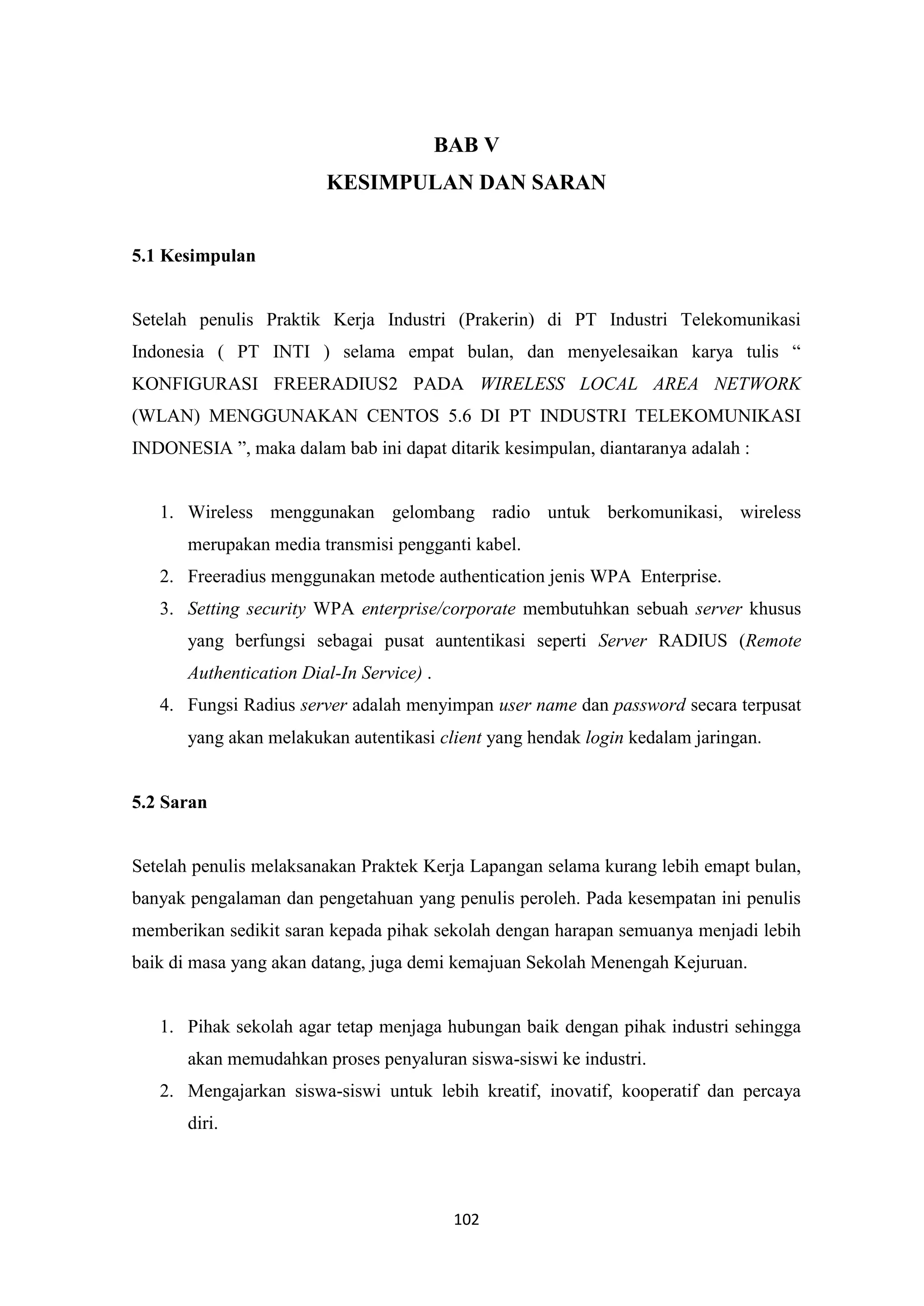 Bab v (kesimpulan saran) | DOCX