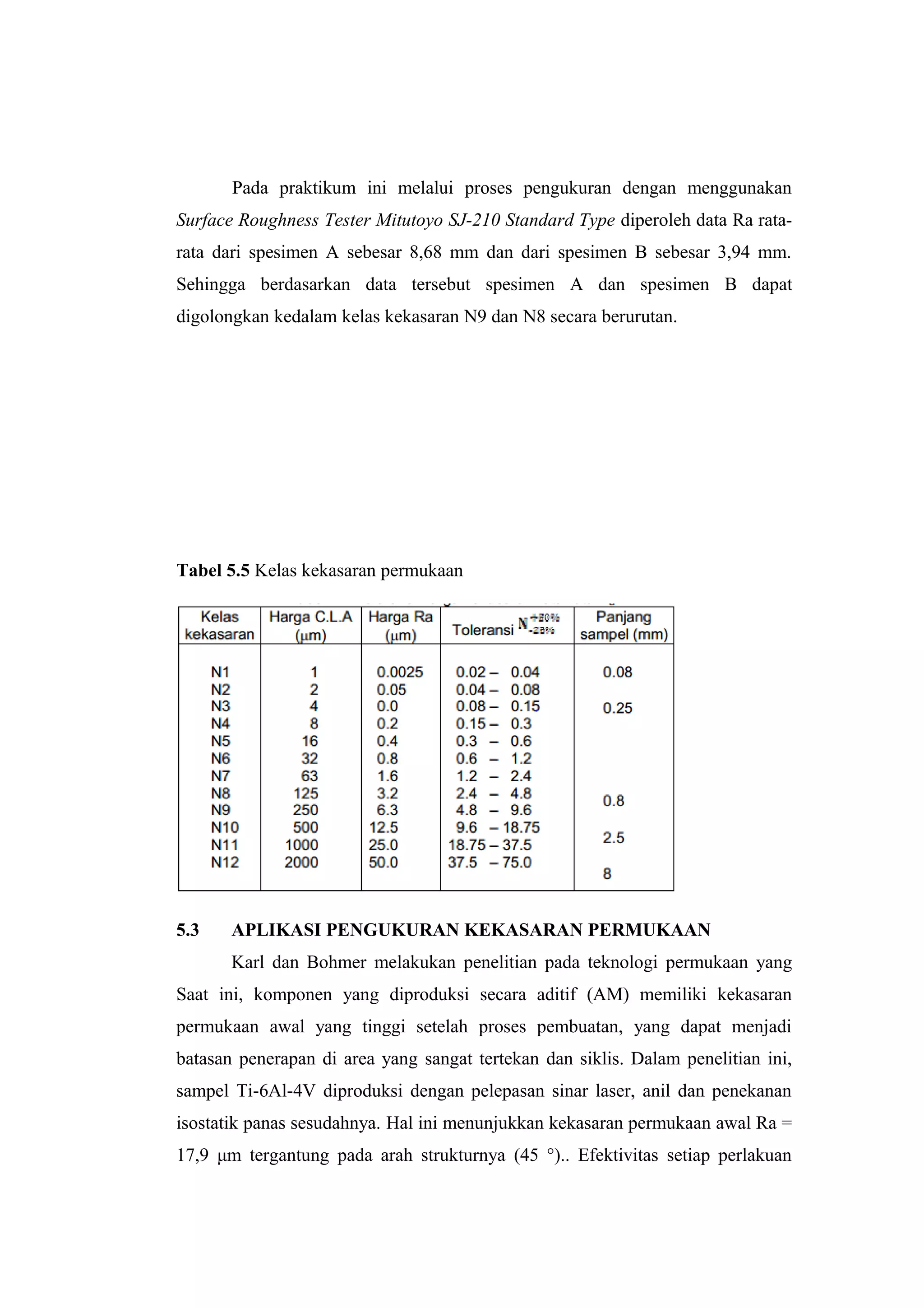 BAB V PENGUKURAN KEKASARAN PERMUKAAN | DOC