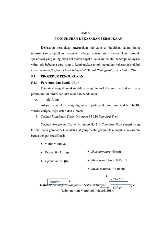 BAB V PENGUKURAN KEKASARAN PERMUKAAN | DOC
