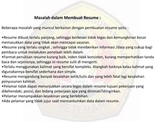 resume lamaran kerja | PPTX