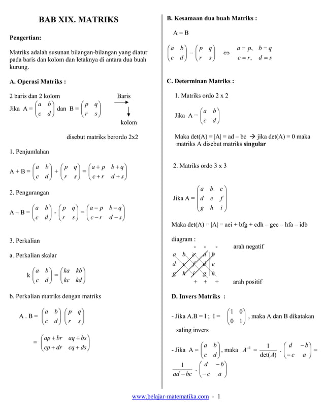 Bab xix matriks | PDF