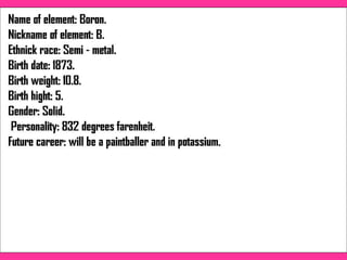 Adopt an Element Baby Book | PPT