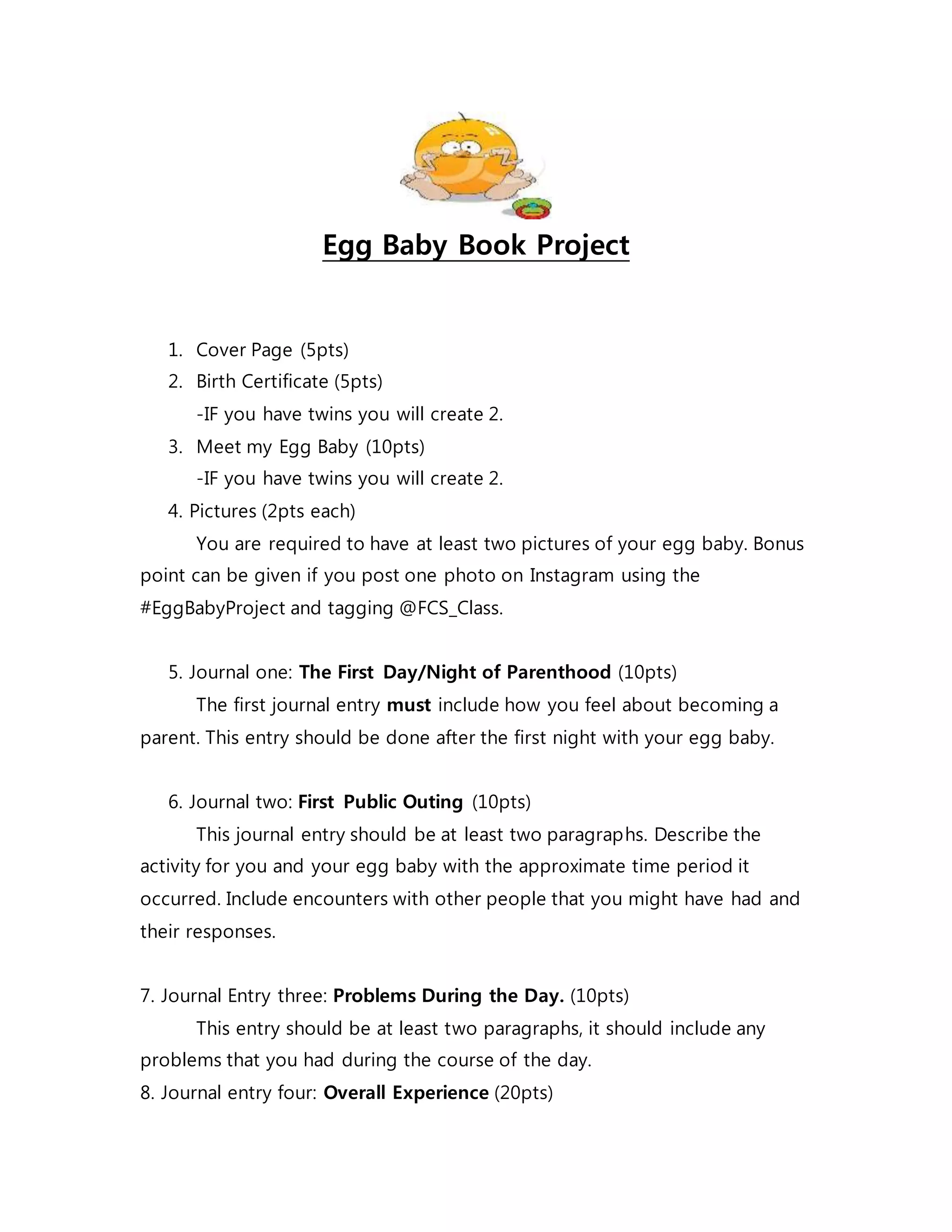 Egg Baby Book Project Guidelines | DOCX