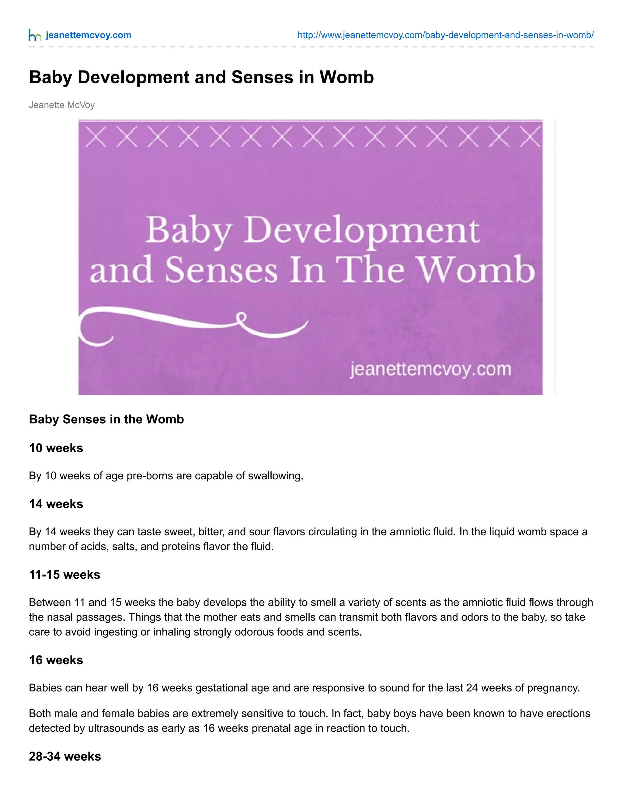 Baby development and senses in womb | PDF