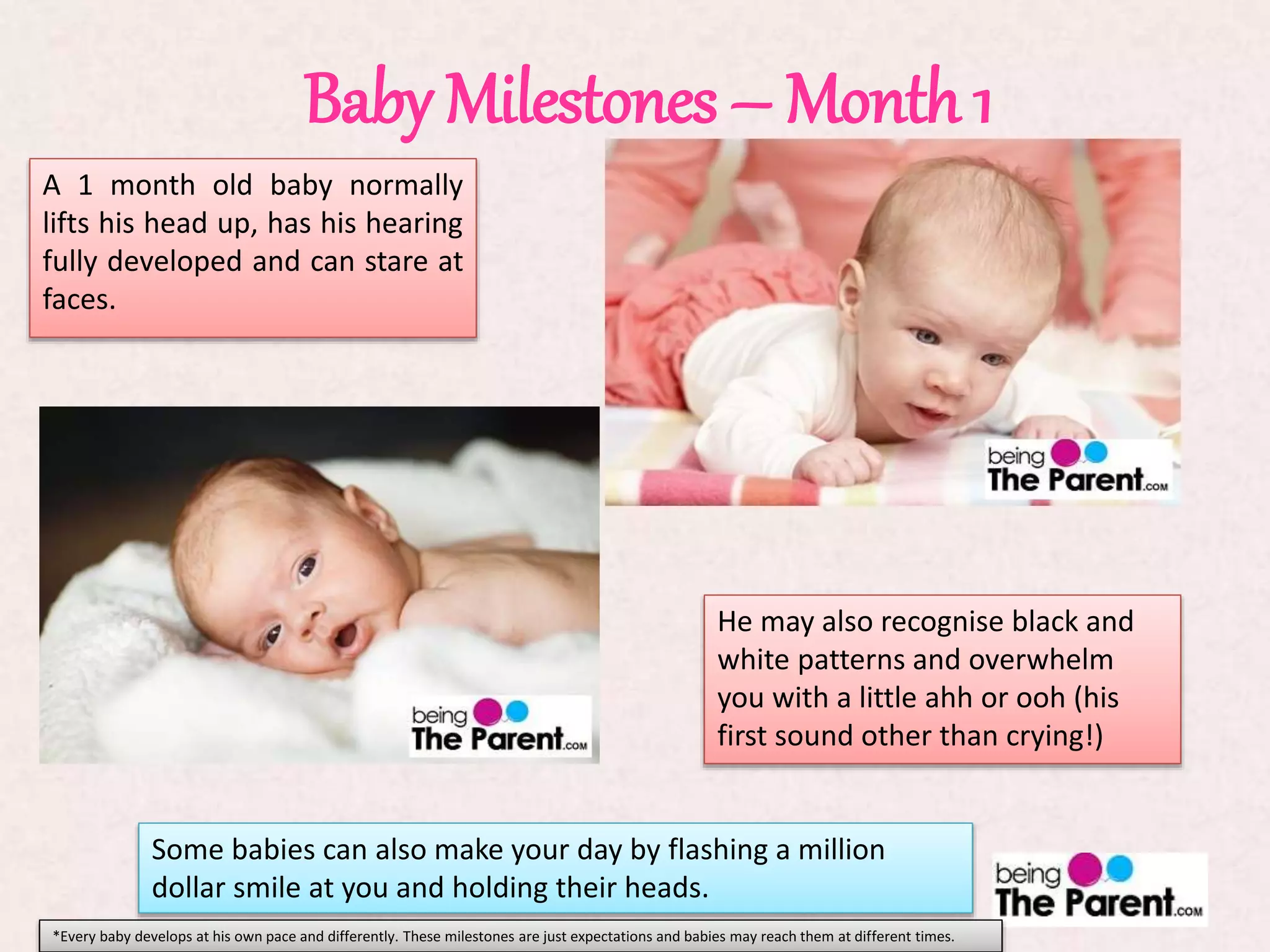 Baby Developmental Milestones 1 to 6 Months | PPTX
