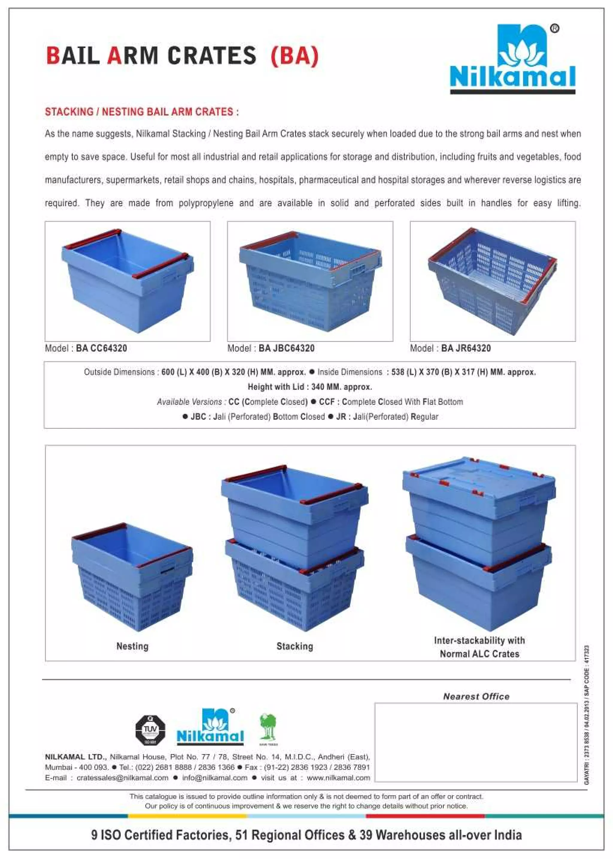 Nilkamal Bail Arm Crates | PDF