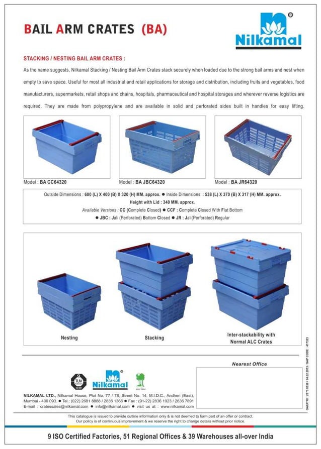 Nilkamal Bail Arm Crates | PDF